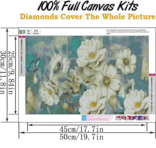 Tiwabb Flower Large Diamond Painting Kits,5D Diamond Painting Kits for Adults Kids DIY Diamond Art Kits Full Round Drill Diamond Dots Painting with Diamonds Gem Art and Crafts Home Decor 20X12inch