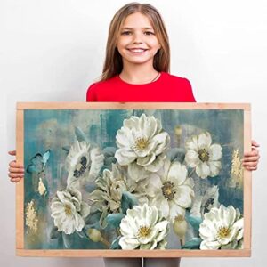 Tiwabb Flower Large Diamond Painting Kits,5D Diamond Painting Kits for Adults Kids DIY Diamond Art Kits Full Round Drill Diamond Dots Painting with Diamonds Gem Art and Crafts Home Decor 20X12inch