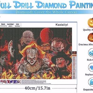 Ksxistiyt Halloween Diamond Art Painting Kits for Adults -Full Drill Diamond Dots Paintings for Beginners, Round Paint with Diamonds Pictures Gem Art Painting Kits DIY Adult Crafts 12x16inch