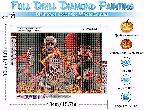 Ksxistiyt Halloween Diamond Art Painting Kits for Adults -Full Drill Diamond Dots Paintings for Beginners, Round Paint with Diamonds Pictures Gem Art Painting Kits DIY Adult Crafts 12x16inch