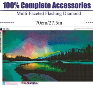 pchmcu 5D Diamond Art Aurora Lake，Forest Diamond Painting Kits for Adults，DIY Full Drill Crystal Rhinestone Arts and Crafts，Gem Art Paint with Diamond Home Wall Decor(27.5 X 15.7inch)