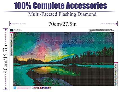 pchmcu 5D Diamond Art Aurora Lake，Forest Diamond Painting Kits for Adults，DIY Full Drill Crystal Rhinestone Arts and Crafts，Gem Art Paint with Diamond Home Wall Decor(27.5 X 15.7inch)