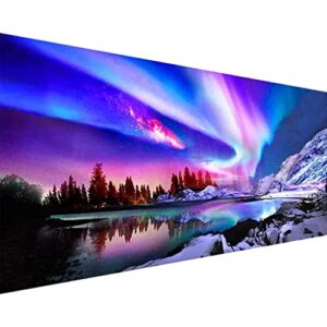 5d diamond art painting，large aurora diamond painting kits for adults，diy full drill crystal rhinestone arts and crafts，gem art painting with diamond home wall decor forest lake (27.5 x 15.7inch)