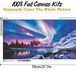 5D Diamond Art Painting，Large Aurora Diamond Painting Kits for Adults，DIY Full Drill Crystal Rhinestone Arts and Crafts，Gem Art Painting with Diamond Home Wall Decor Forest Lake (27.5 X 15.7inch)