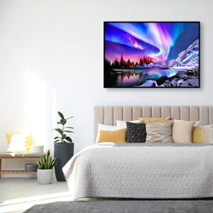 5D Diamond Art Painting，Large Aurora Diamond Painting Kits for Adults，DIY Full Drill Crystal Rhinestone Arts and Crafts，Gem Art Painting with Diamond Home Wall Decor Forest Lake (27.5 X 15.7inch)