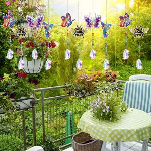 4 Pcs Diamond Painting Kits 5D Diamond Painting Suncatcher Double Sided DIY Wind Chime Kit Diamond Art for Kids Butterfly Bee Hummingbird Ornament for Adults Kids Home Garden Supplies (Cute Style)