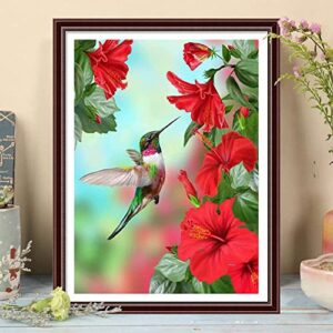 HSENJT DIY 5D Diamond Craft Painting Kits Bird,Flowers Diamond Art for Adults Kids,Hummingbird Full Drill Diamond Arts Crafts for Wall Decor Gift Relaxation 12x16 Inch