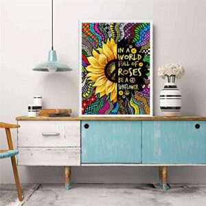 DIY 5D Diamond Painting Sunflower by Number Kits for Adults,Sunflower Diamond Painting Kits Round Full Drill Diamond Art Kits Flower Picture Arts Craft for Home Wall Art Decor 11.8x15.7 inch