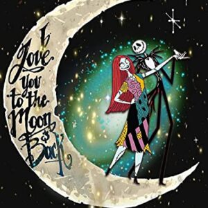 honrtreb DIY 5D Diamond Painting Halloween by Number Kits for Adults,Diamond Painting Jack and Sally with Moon,Round Full Drill Diamond Art Kits Craft for Home Wall Decor 11.8x15.7 inch