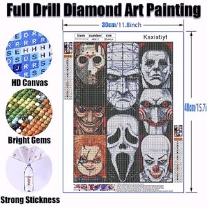 Ksxistiyt Halloween Diamond Art Painting Kits for Adults - Full Drill Diamond Dots Paintings for Beginners, Round Paint with Diamonds Pictures Gem Art Painting Kits DIY Adult Crafts 12x16inch