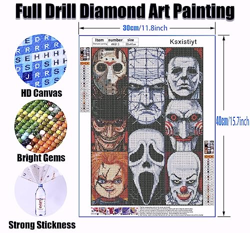 Ksxistiyt Halloween Diamond Art Painting Kits for Adults - Full Drill Diamond Dots Paintings for Beginners, Round Paint with Diamonds Pictures Gem Art Painting Kits DIY Adult Crafts 12x16inch