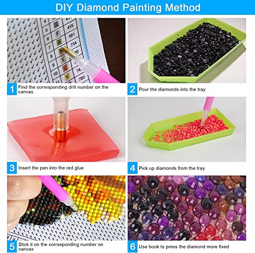 Adult & Kids 5D Diamond Painting Set - 4 Pieces, Round Diamond Digital Painting Kit, DIY Beginner Black Cat Diamond Art Kit, Matisse Van Gogh Living Room Bedroom Decoration (11.8x15.7)