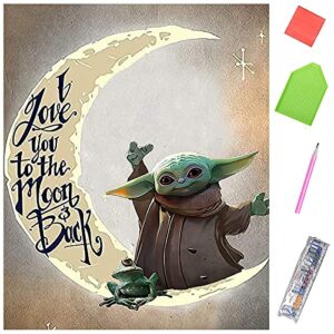 yiduoart diamond painting kits yoda 5d diy diamond painting art kits for kids adults, full drill round diamond gem art kit painting, perfect for home wall decor, 12 x 16 inch c