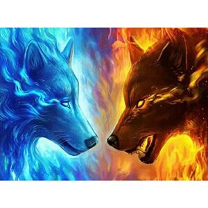 aiyuanzsh diy 5d diamond painting kits for adults diamond art wolves of ice and fire diamond painting full drill crystal rhinestone embroidery craft kits for home wall decor gifts 16x12inch