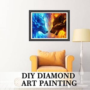 AiYuanzsh DIY 5D Diamond Painting Kits for Adults Diamond Art Wolves of Ice and Fire Diamond Painting Full Drill Crystal Rhinestone Embroidery Craft Kits for Home Wall Decor Gifts 16x12inch