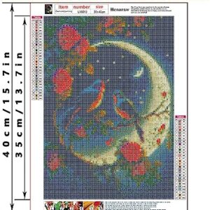 5D Diamond Painting Kits for Adults,Flowers Diamond Art Kits for Adults Kids Beginner,Bird Round Full Drill Craft Diamond Painting for Home Wall Decor 12X16inch