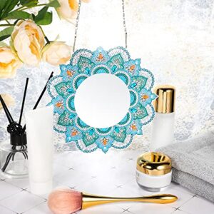 DIY Diamond Painting Mirror Mandala Crystal Diamond Painting Kit Plate Shaped 5D Diamond Art Makeup Mirror for Adults Kids Beginners Christmas Birthday Gifts Art Crafts Home Wall Table Decor (Bright)