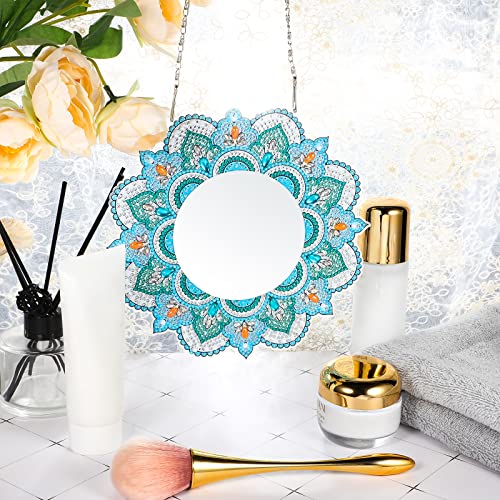 DIY Diamond Painting Mirror Mandala Crystal Diamond Painting Kit Plate Shaped 5D Diamond Art Makeup Mirror for Adults Kids Beginners Christmas Birthday Gifts Art Crafts Home Wall Table Decor (Bright)