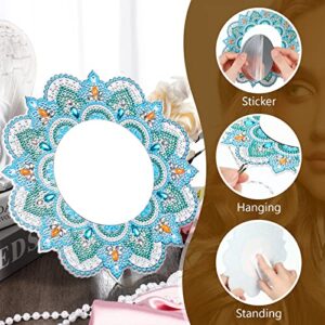 DIY Diamond Painting Mirror Mandala Crystal Diamond Painting Kit Plate Shaped 5D Diamond Art Makeup Mirror for Adults Kids Beginners Christmas Birthday Gifts Art Crafts Home Wall Table Decor (Bright)