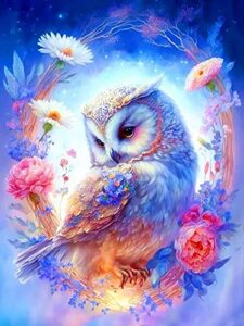 suyaloo owls diamond painting kits for adults - 5d diamond art kits for adults kids beginner,diy flowers diamond painting round full drill round rhinestone for home wall decor 11.8x15.7inch