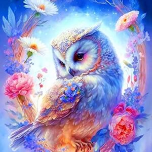 Suyaloo Owls Diamond Painting Kits for Adults - 5D Diamond Art Kits for Adults Kids Beginner,DIY Flowers Diamond Painting Round Full Drill Round Rhinestone for Home Wall Decor 11.8X15.7inch