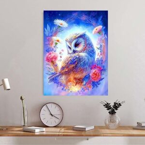 Suyaloo Owls Diamond Painting Kits for Adults - 5D Diamond Art Kits for Adults Kids Beginner,DIY Flowers Diamond Painting Round Full Drill Round Rhinestone for Home Wall Decor 11.8X15.7inch