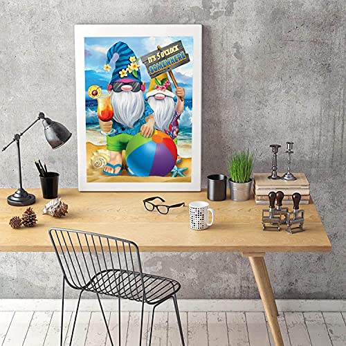 Beach Diamond Painting Kits for Adults,Gnome Diamond Art for Relaxing,Parents-Children Interrction,Gift,Home Decoration(12x16")