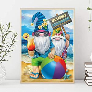 Beach Diamond Painting Kits for Adults,Gnome Diamond Art for Relaxing,Parents-Children Interrction,Gift,Home Decoration(12x16")