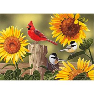 phantasyart sunflower diamond painting kits for adults and kids, diamond painting sunflower diamond art kits,5d diamond painting art sunflower kits diamond art songbirds for home wall decor 12x16inch