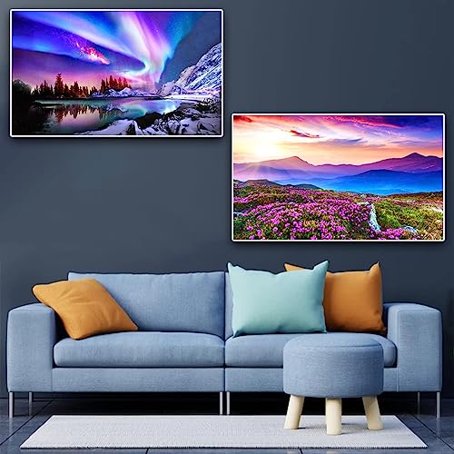 2 Pack Diamond Painting Kits，Large 5D DIY Sunrise Aurora Diamond Painting Kits for Adults，Full Drill Crystal Rhinestone Arts and Crafts，Flower Gem Art Painting with Diamond Home Wall Decor (28X16inch)