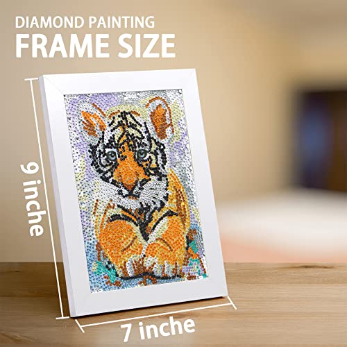 AyuqEjus 5D Diamond Painting Kits for Kids with 7.1"X7.1"Wooden Frame, Diamond Art for Kids Ages 6-12 by Number Kits DIY Painting Arts and Crafts,Diamond Dots for Kids Gift (Tiger-Cub)