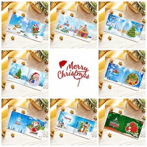 Huacan Christmas Cards 5D DIY Diamond Painting Round Drill Greeting Thank You Cards Creative 8 Packs