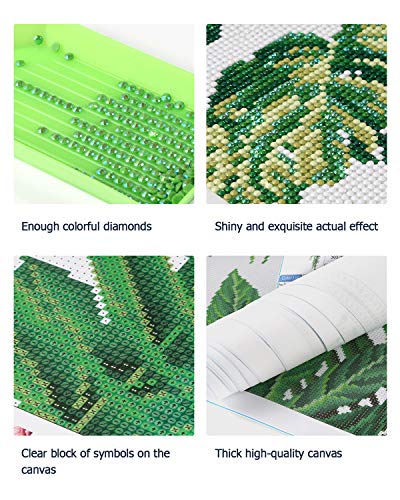 PP OPOUNT 6 Pack 5D Diamond Painting Kits for Adults, Green Plants Full Drill Round Diamond Cross Stitch Diamond Painting by Number Kits for Home Wall Decor(11.8x15.7 inch, Patent Product)