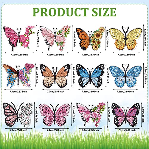 12 Pcs Butterfly Diamond Painting Keychains Summer Diamond Key Chains Kit DIY Butterflies Diamond Art Keychains for Beginners Kids Adults DIY Key Ring Pendant Summer Crafts Making (Butterfly Style)