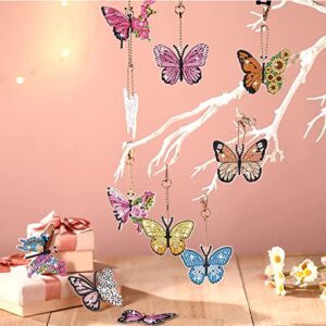 12 Pcs Butterfly Diamond Painting Keychains Summer Diamond Key Chains Kit DIY Butterflies Diamond Art Keychains for Beginners Kids Adults DIY Key Ring Pendant Summer Crafts Making (Butterfly Style)