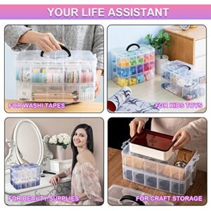 3-Tier Diamond Painting Storage Container Case, 100Slots Stackable Bead Organizer with Lids Diamond Art Accessories Tools, Diamond Art Storage Box Plastic Seed Storage Container Diamond Dots Organizer