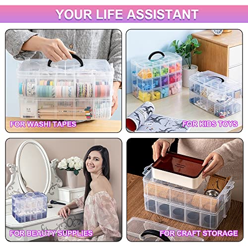 3-Tier Diamond Painting Storage Container Case, 100Slots Stackable Bead Organizer with Lids Diamond Art Accessories Tools, Diamond Art Storage Box Plastic Seed Storage Container Diamond Dots Organizer