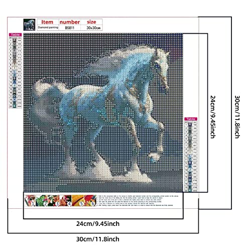 Fsnjcz 5D Zodiac Diamond Art Painting Kits Diamond Art Painting for Adults Kids DIY Full Drill Chinese Zodiac Paint with Round Diamonds Gem Art Crafts for Home Wall Decor 11.81x11.81in (Horse)