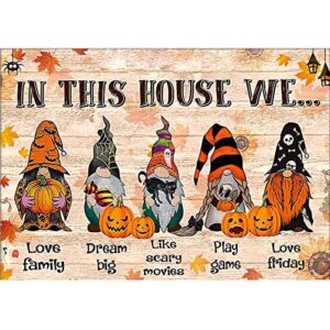 halloween pumpkin diamond painting kits-fall diy gnome family diamond art kits for adults kids beginner, 5d full drill diamond dots paintings with diamonds gem art for home wall decor 12x16inch