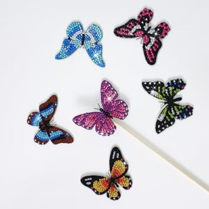 Fumwase 8 Pcs Butterfly Diamond Art Diamond Painting Stickers Butterfly Crafts Diamond Art Kit Butterfly Diamond Stake Decoration Diamond Art Club