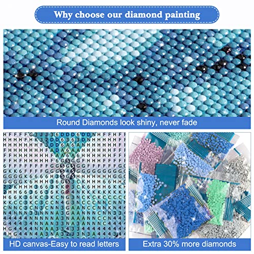 Lxmsja 5D Diamond Art Painting, Blue Tree Diamond Painting Kits for Adults, DIY Full Drill Crystal Rhinestone Butterfly Arts and Crafts, Gem Art Painting with Diamond Home Wall Decor (11.8X15.7inch)