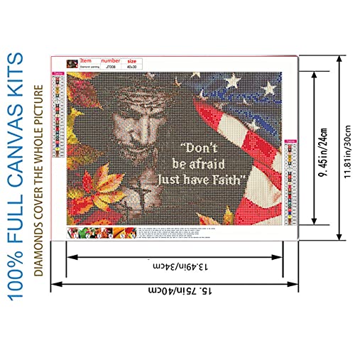 Father's Day Gift, Diamond Painting Kits for Adults, 5D Diamond Painting Jesus Diamond Art DIY Round Full Diamond Mosaic Kit Craft 12" x 16" Don't be Afraid, Just Have Faith