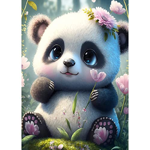 VeGuude Diamond Painting Kits for Adults, Panda 5D Diamond Art Kits, Full Drill DIY Crafts for Adults Home Wall Decor Gift Diamond Dots [11.8x15.7inch]