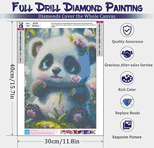 VeGuude Diamond Painting Kits for Adults, Panda 5D Diamond Art Kits, Full Drill DIY Crafts for Adults Home Wall Decor Gift Diamond Dots [11.8x15.7inch]