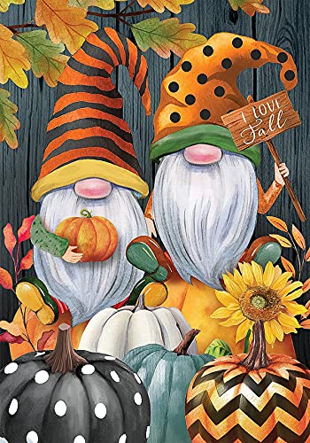 NAIMOER Diamond Painting Kits for Adults, DIY Full Round Drill Diamond Art Fall Gnomes Pumpkins Diamond Painting Christmas by Numbers Kits Arts and Crafts for Home Wall Decor (12x16 Inch）