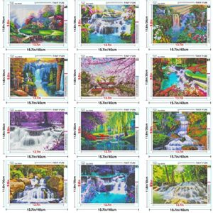 TINY FUN 12 Pack Diamond Painting Kits for Adults 5D Diamond Art Kit for Beginners DIY Full Drill Gem Art, Paint with Round Diamonds Paintings Packs for Home Wall Decor Gifts (12X16 Inch)