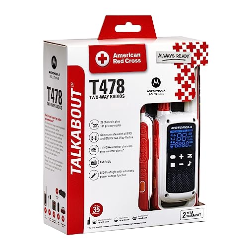 Motorola Solutions Red Cross T478 Talkabout White Rechargeable Emergency preparedness 35-Mile 2-Way Radio