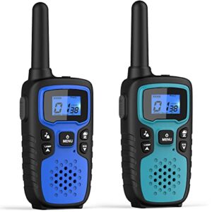 walkie talkies for adults-wishouse 2 way radio long range,hiking accessories camping gear toys for kids with flashlight,sos siren,noaa weather alert scan,vox,22 channel,easy to use(no battery charger)