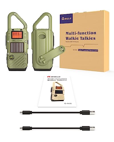 Rechargeable Emergency Radios Walkie Talkies for Adults with FM/NOAA, Weather Alerts, LED Flashlight, and Solar Hand Crank - Long Range 2 Way Radios with USB Charging and SOS Alarm