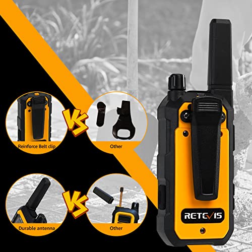 Retevis RB48 Heavy Duty Walkie Talkies,Waterproof Two Way Radio,Shock-Resistant,2000 mAh,Emergency Alert,2 Way Radio Long Range for Job Site (4 Pack)